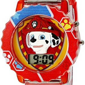 Nickelodeon Kids' Digital Watch with Red Case, Comfortable Red Strap, Easy to Buckle - Official 3D Paw Patrol Character on the Dial, Safe for Children - Model: PAW4016