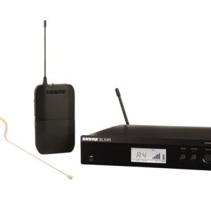 Shure BLX14R/MX53 Wireless Microphone System - 14-Hour Battery Life, 300 ft Range, UHF | MX153 Headset Mic, Single Channel Rack Mount Receiver | H9 Band (BLX14R/MX53-H9)