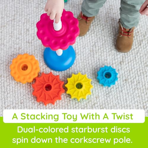 Fat Brain Toys SpinAgain, Baby Stacking Toys for Toddlers, Building Baby Toys for Ages 1+, Spinning Toddler Toys