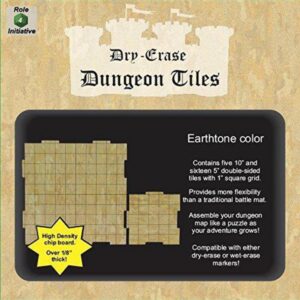 Dry Erase Dungeon Tiles, Combo Set of Five 10" and Sixteen 5" Interlocking Squares for Role-Playing and Miniature Tabletop Games