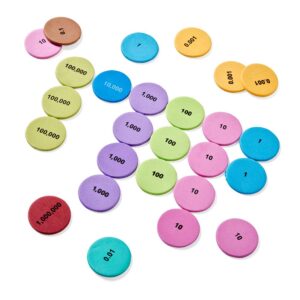 hand2mind Soft Foam Place Value Disks 10 Values, Counting Chips for Kids, Math Counters Kindergarten, Math Teacher Supplies, Base 10 Math Manipulatives for Elementary School (Pack of 875)