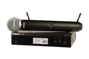 shure blx24r/b58 wireless microphone system - 14-hour battery life, 300 ft range, uhf | beta 58a handheld vocal mic, single channel rack mount receiver | h9 band (blx24r/b58-h9)