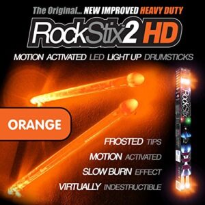 rockstix 2 hd orange, bright led light up drumsticks, with fade effect, set your gig on fire! (orange rockstix)