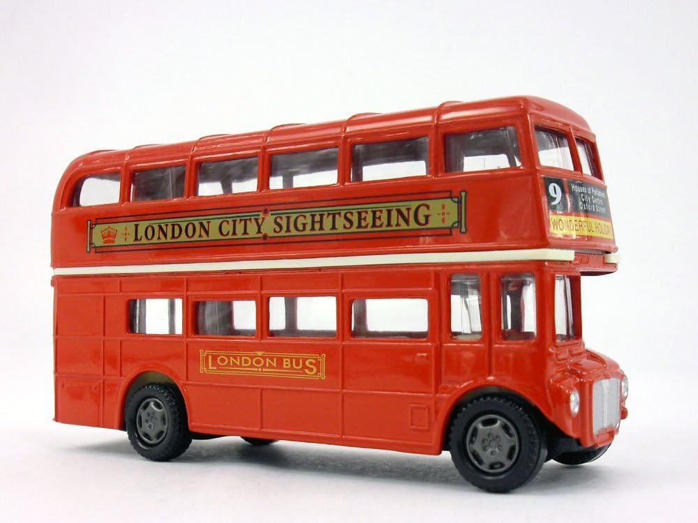 London Double Decker Bus , Red - Motormax 76002 - 4.75" Diecast Model Toy Car