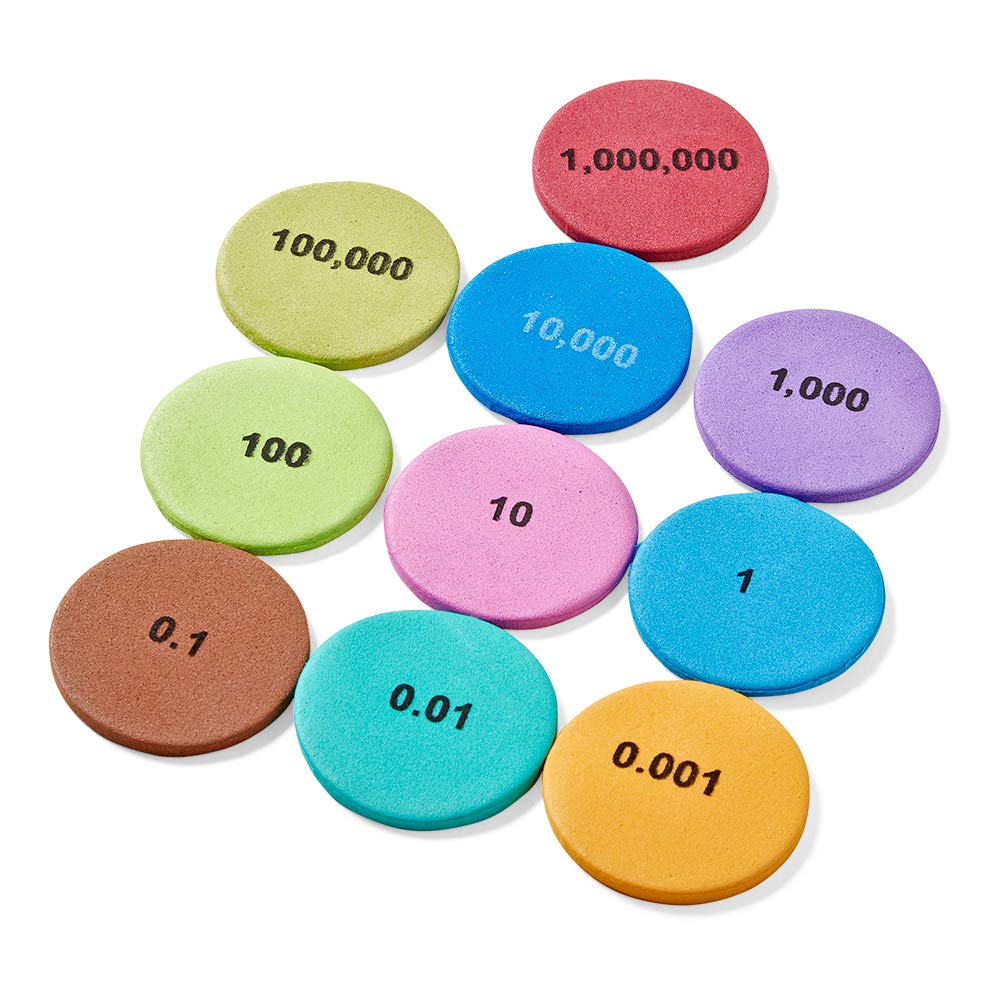 hand2mind Soft Foam Place Value Disks 10 Values, Counting Chips for Kids, Math Counters Kindergarten, Math Teacher Supplies, Base 10 Math Manipulatives for Elementary School (Pack of 875)