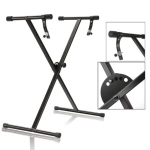 partysaving pro series one-tier portable single-x keyboard stand with locking straps, apl1157