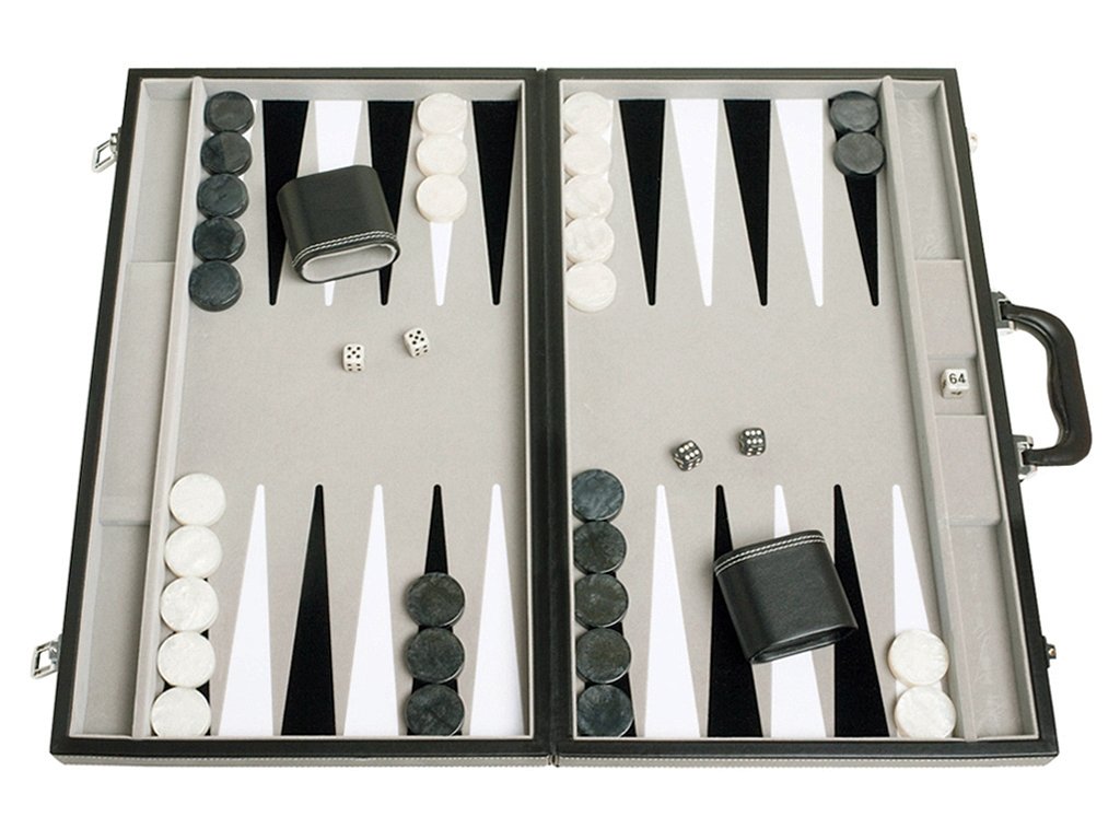 21" Tournament Backgammon Set - Velvet Playing Field, Large Black Board