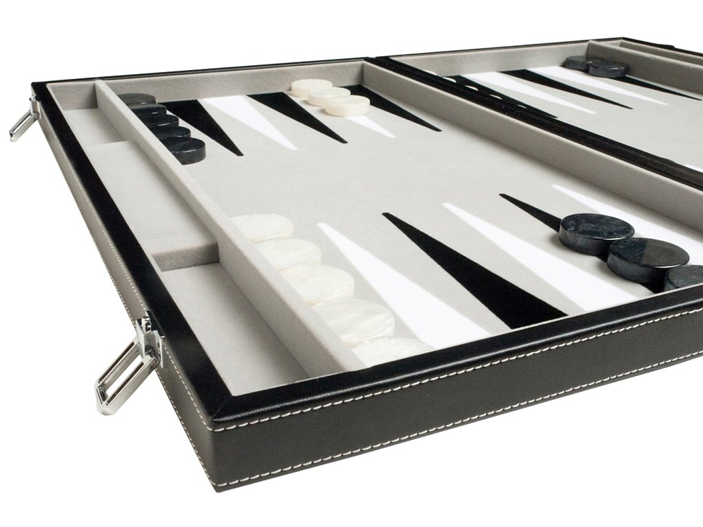 21" Tournament Backgammon Set - Velvet Playing Field, Large Black Board