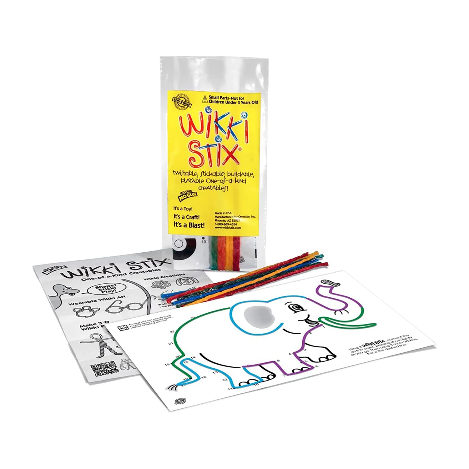 WIKKI STIX Animal Activity Pak - Features 12 Zoo Animals with Hands-on Activity and Fun Fact on Each, Made in The USA! Multiple Colors !