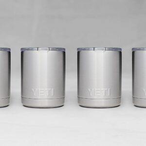 YETI Rambler 10 oz Lowball, Vacuum Insulated, Stainless Steel with Standard Lid, 4 Pack