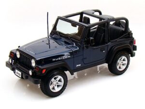 maisto jeep wrangler rubicon, blue 31663-1/18 scale diecast model toy car