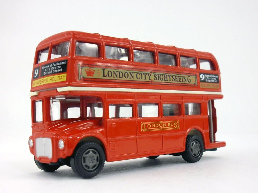 London Double Decker Bus , Red - Motormax 76002 - 4.75" Diecast Model Toy Car