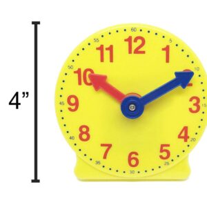 hand2mind Plastic Mini Geared Clock, Learning Clock Classroom Kit, Clock for Kids Learning to Tell Time, Yellow Practice Clock for Kids, Teaching Clock, School Supplies (Set of 1)