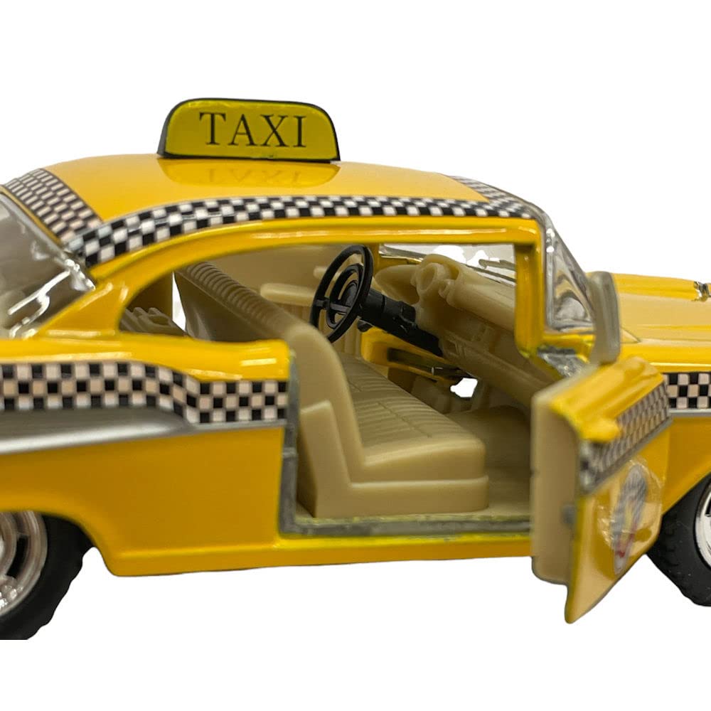 KiNSMART 1957 Chevy Bel Air Coupe Classic Taxi Cab 5" 1:40 Scale Die Cast Metal Model Toy Car