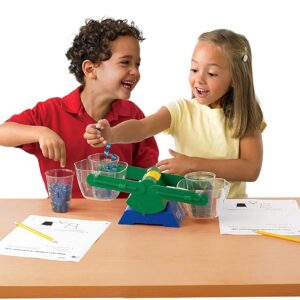 hand2mind Plastic Bucket Balance for Kids Ages 5-8, Hands-On Way to Learn About Weight and Measurement, 2 Clear 1/2 Liter Buckets with Spouts for Easy Pouring (Set of 1)