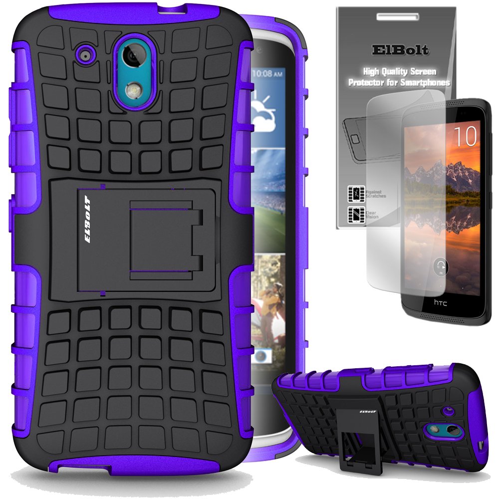 HTC Desire 526 Grenade Combat Case by ElBolt - Purple with Free HD Screen Protector