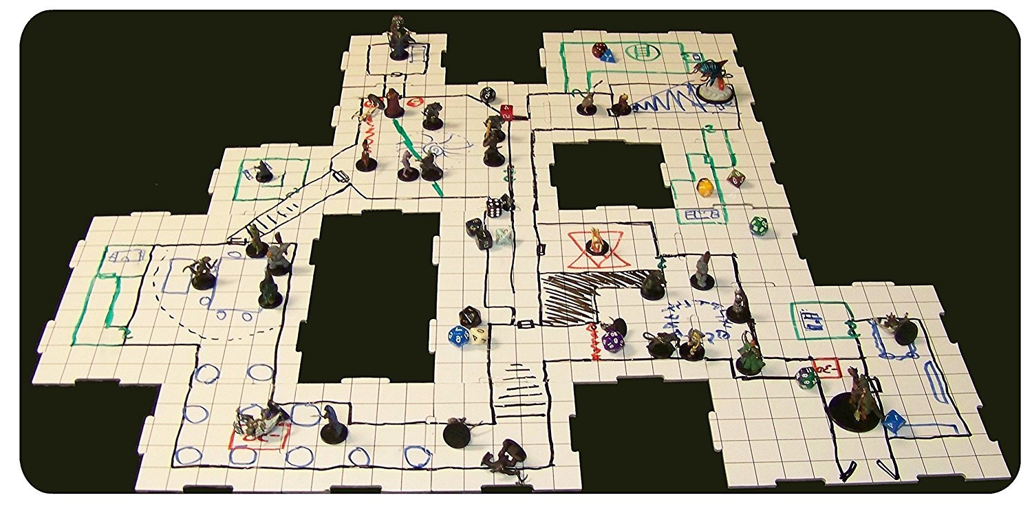 Dry Erase Dungeon Tiles, Shapes, and Sizes White Nine 10" Squares