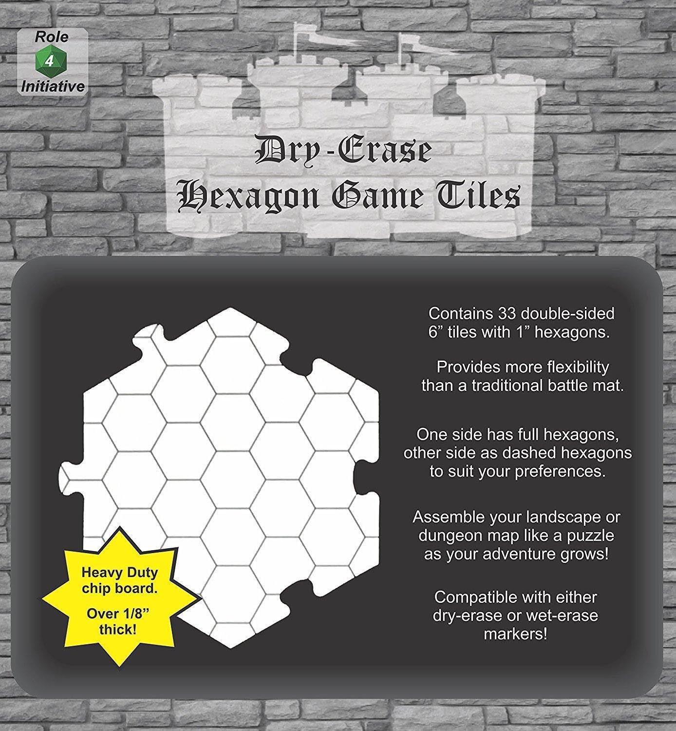 Dry Erase Dungeon Tiles, Combo Set of Five 10" and Sixteen 5" Interlocking Squares for Role-Playing and Miniature Tabletop Games