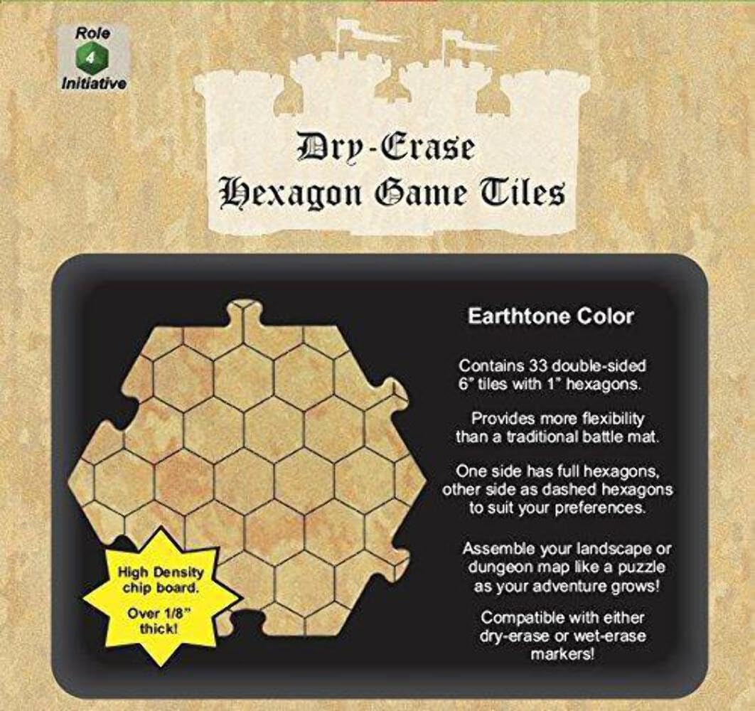 Dry Erase Dungeon Tiles, Combo Set of Five 10" and Sixteen 5" Interlocking Squares for Role-Playing and Miniature Tabletop Games