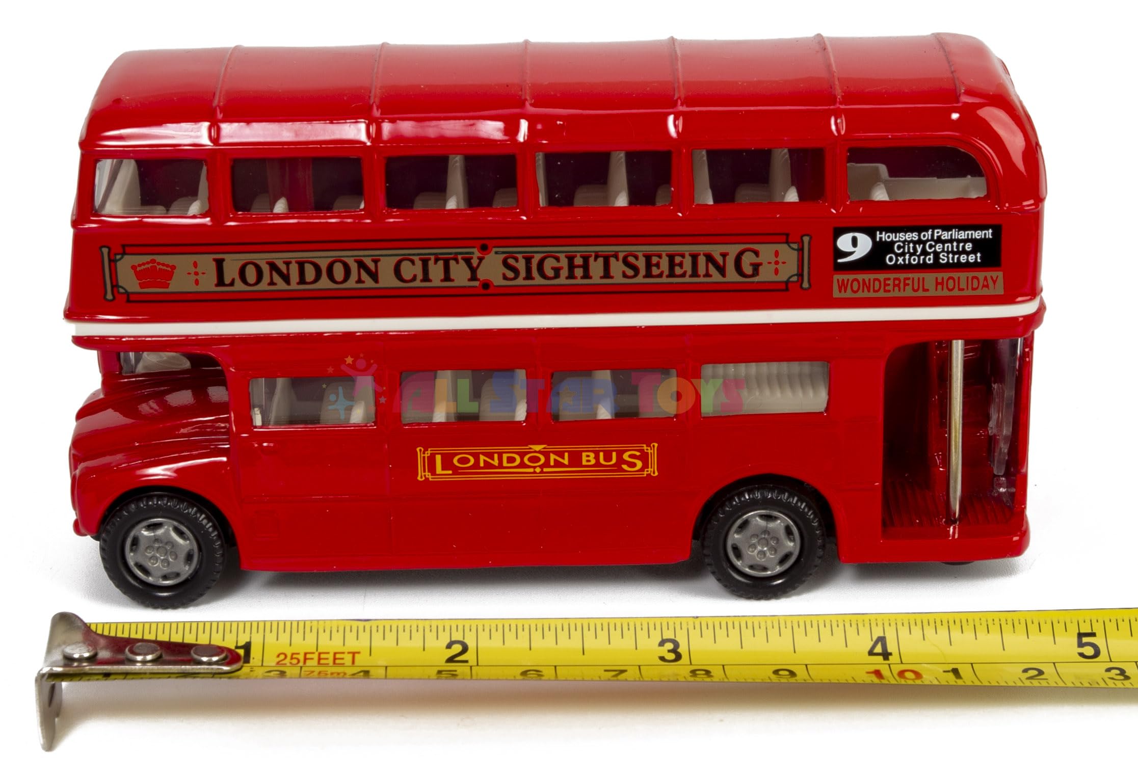 London Double Decker Bus , Red - Motormax 76002 - 4.75" Diecast Model Toy Car