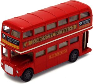 london double decker bus , red - motormax 76002 - 4.75" diecast model toy car