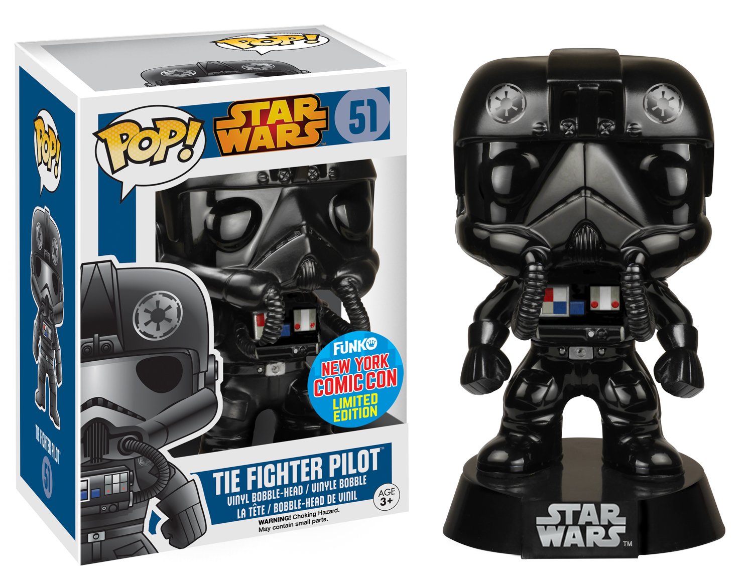 Funko POP Star Wars: Black Chrome Tie-Fighter Pilot NYCC Exclusive Action Figure