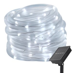 lte 33ft 100 led solar rope lights, outdoor waterproof solar rope lights, ideal for decorations,christmas,gardens, lawn, patio, weddings, parties.(daylight white)