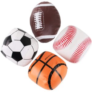 Liberty Imports 4 Pack Soft Plush Stuffed 5" Sports Balls Assortment Toy Playset for Kids, Toddlers - Football, Baseball, Basketball, Soccer