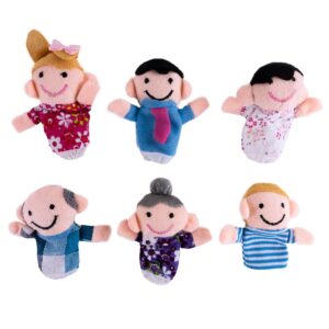 super z outlet mini grandparents, mom & dad, brother & sister family style finger puppets for children, shows, playtime, schools - 6 piece (family 1)