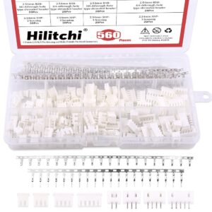 hilitchi 560pcs 2.54mm 2/3/4/5 pin housing and male/female pin head connector adapter plug set perfectly compatible with jst-xhp