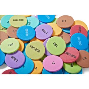 hand2mind Soft Foam Place Value Disks 10 Values, Counting Chips for Kids, Math Counters Kindergarten, Math Teacher Supplies, Base 10 Math Manipulatives for Elementary School (Pack of 875)