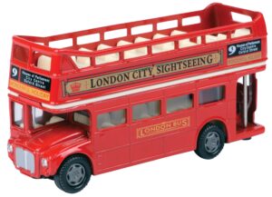 london double decker bus open top, red - motormax 76008 - 4.75" diecast model toy car