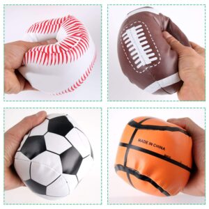 Liberty Imports 4 Pack Soft Plush Stuffed 5" Sports Balls Assortment Toy Playset for Kids, Toddlers - Football, Baseball, Basketball, Soccer