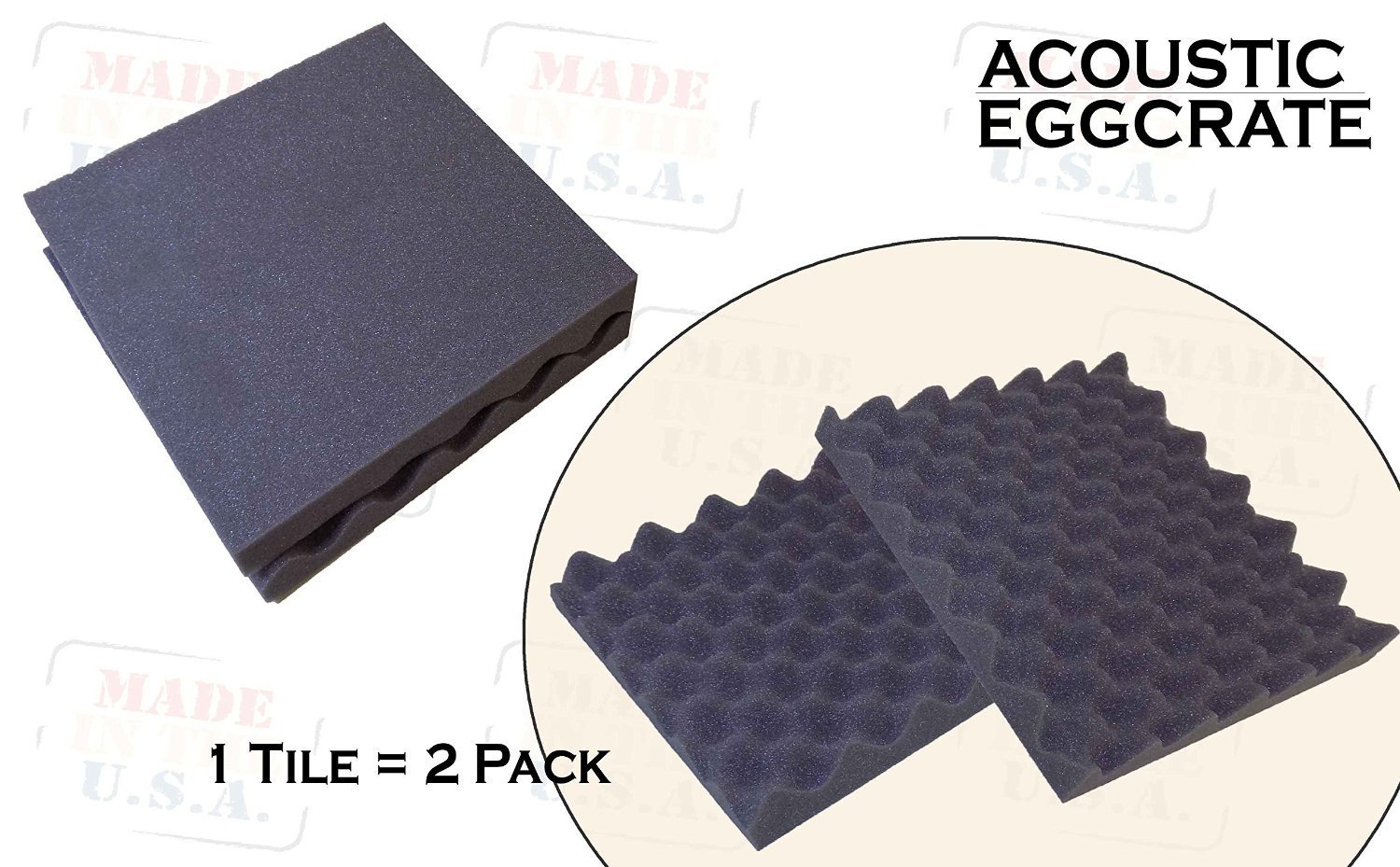 Mybecca 6 Pack Acoustic Panels Studio Foam Egg Crate 1/2" X 12" X 12"