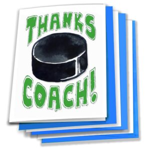 play strong 3-pack thanks hockey coach (green) you're awesome 3-pack (5x7) greeting thank you cards set amazing for hockey players, teams, coaches, family and fans - your coaches will love 'em!