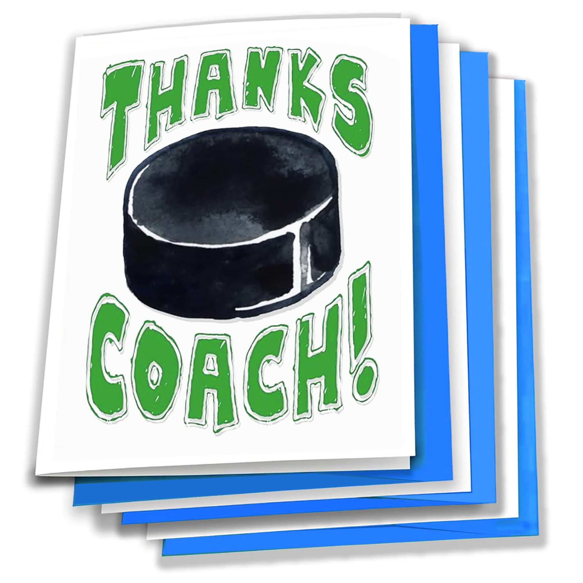 Play Strong 3-Pack Thanks Hockey Coach (Green) You're Awesome 3-Pack (5x7) Greeting Thank You Cards Set Amazing for Hockey Players, Teams, Coaches, Family and Fans - Your Coaches Will Love 'Em!