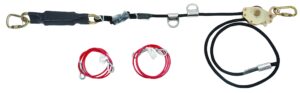 msa 10150424 gravity sureline two-worker temporary horizontal black synthetic rope lifeline with shock absorber and bypass shuttles, 60' cable