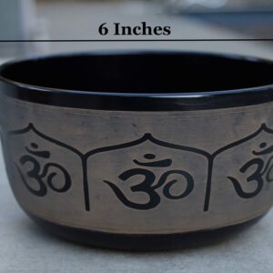 DharmaObjects Yoga Meditation 6 Inches OM Mantra Singing Bowl/Pad/Mallet Gift Set (Black)