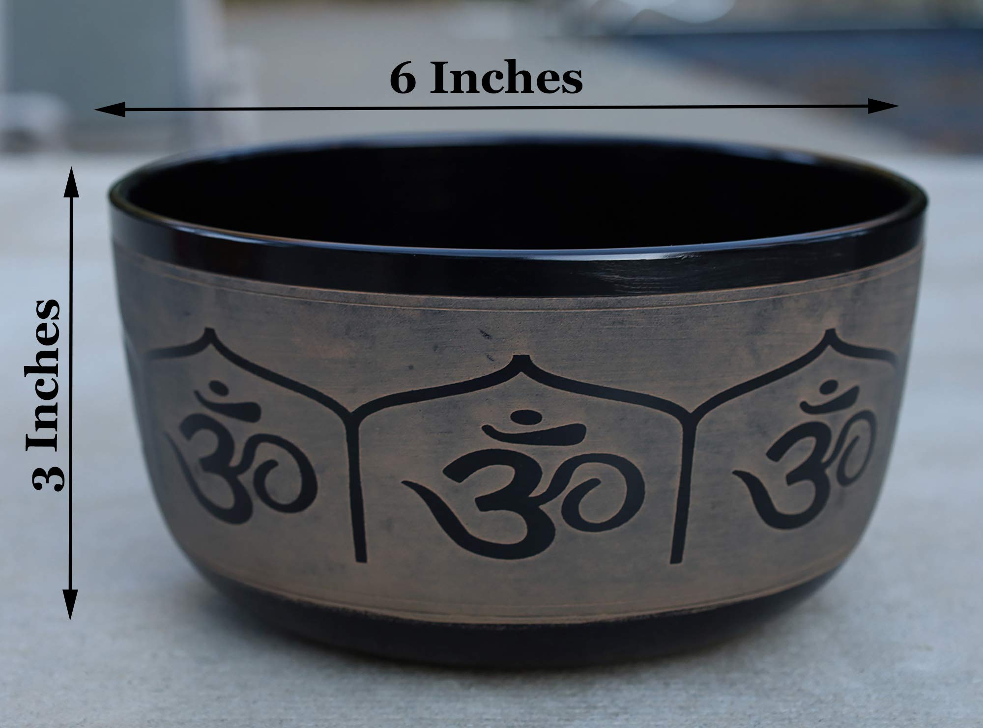 DharmaObjects Yoga Meditation 6 Inches OM Mantra Singing Bowl/Pad/Mallet Gift Set (Black)