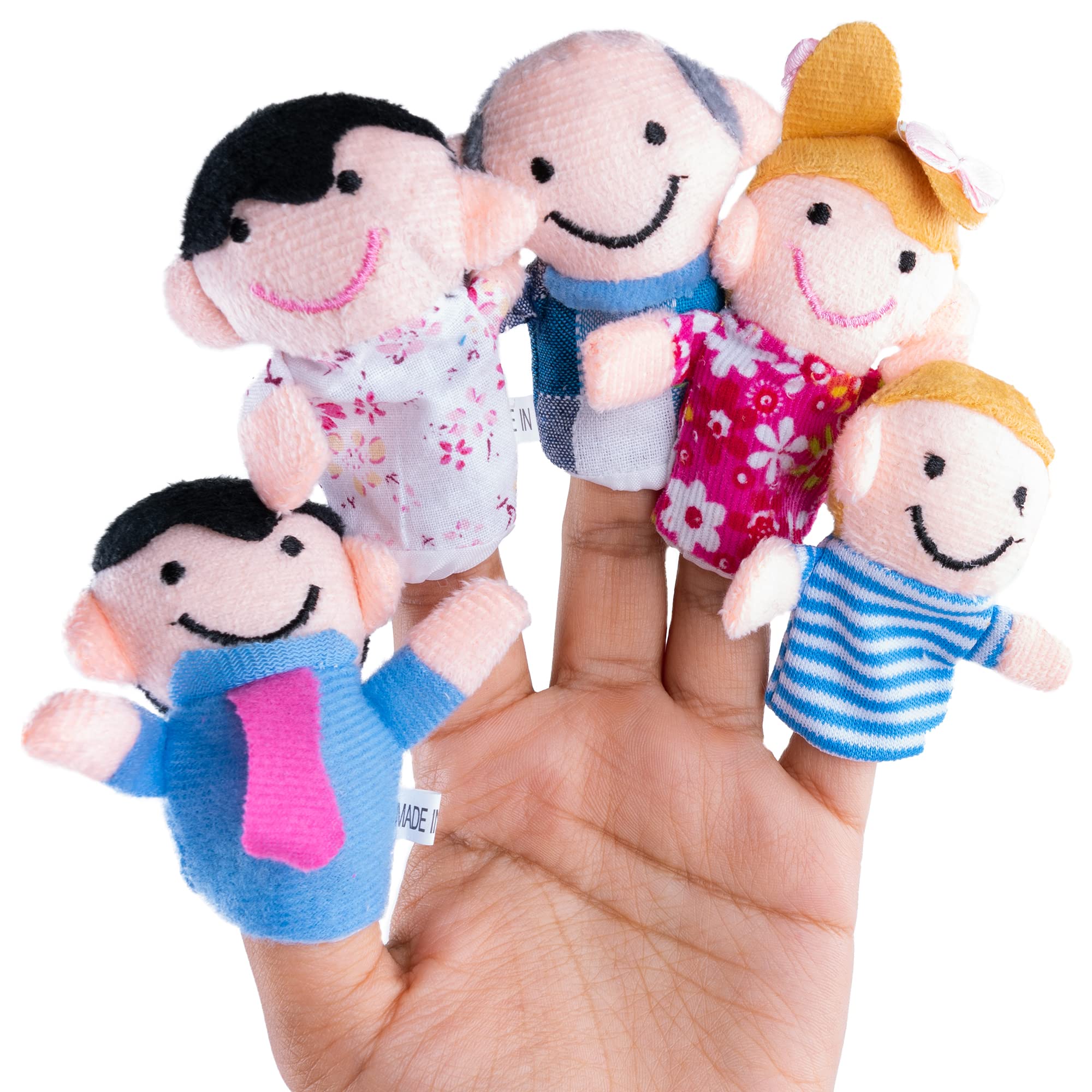 Super Z Outlet Mini Grandparents, Mom & Dad, Brother & Sister Family Style Finger Puppets for Children, Shows, Playtime, Schools - 6 Piece (Family 1)