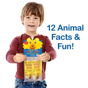 WIKKI STIX Animal Activity Pak - Features 12 Zoo Animals with Hands-on Activity and Fun Fact on Each, Made in The USA! Multiple Colors !