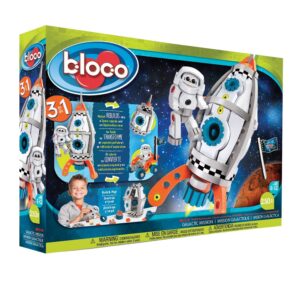 Bloco Toys 3 In 1 Galactic Mission | STEM Toy | Astronaut Spacecraft, Shuttle Rocket | DIY Building Construction Set (210 Pieces)