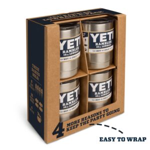 YETI Rambler 10 oz Lowball, Vacuum Insulated, Stainless Steel with Standard Lid, 4 Pack