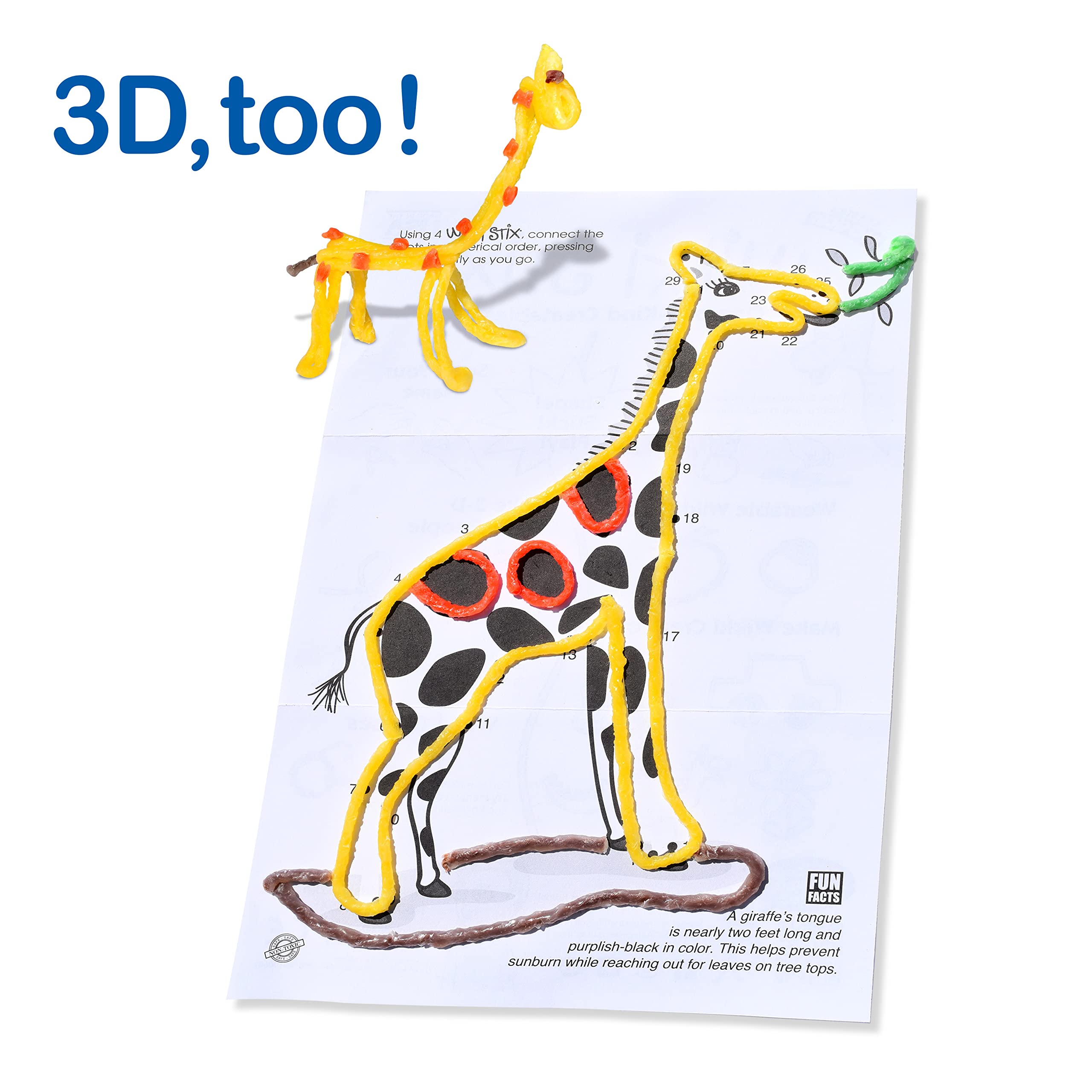 WIKKI STIX Animal Activity Pak - Features 12 Zoo Animals with Hands-on Activity and Fun Fact on Each, Made in The USA! Multiple Colors !