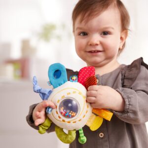 HABA Teether Cuddly Rainbow Round - Soft Activity Toy with Rattling & Teething Elements,Multicolored