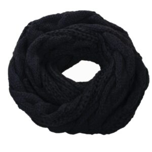 neosan womens thick ribbed knit winter infinity circle loop scarf twist black