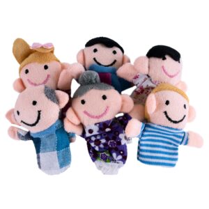 Super Z Outlet Mini Grandparents, Mom & Dad, Brother & Sister Family Style Finger Puppets for Children, Shows, Playtime, Schools - 6 Piece (Family 1)