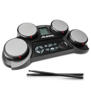 alesis compactkit 4 – tabletop electric drum set with 70 electronic and acoustic drum kit sounds, 4 pads, and drum sticks