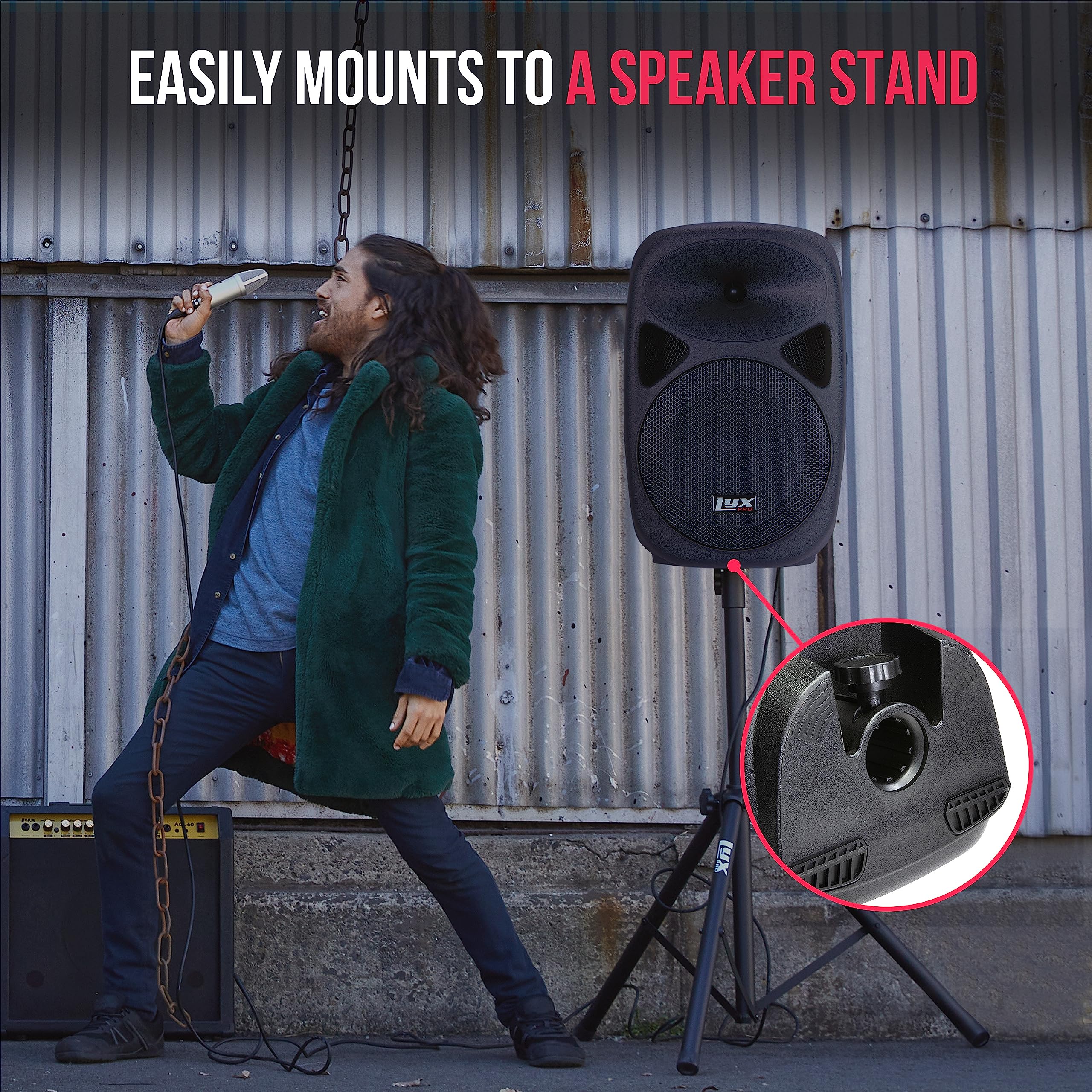 LyxPro 15 Inch PA Active Speaker System Compact and Portable with Equalizer, Bluetooth, MP3, USB, SD Card Slot, XLR, 1/4”, 3.5mm Input, Carry Handles, SPA-15