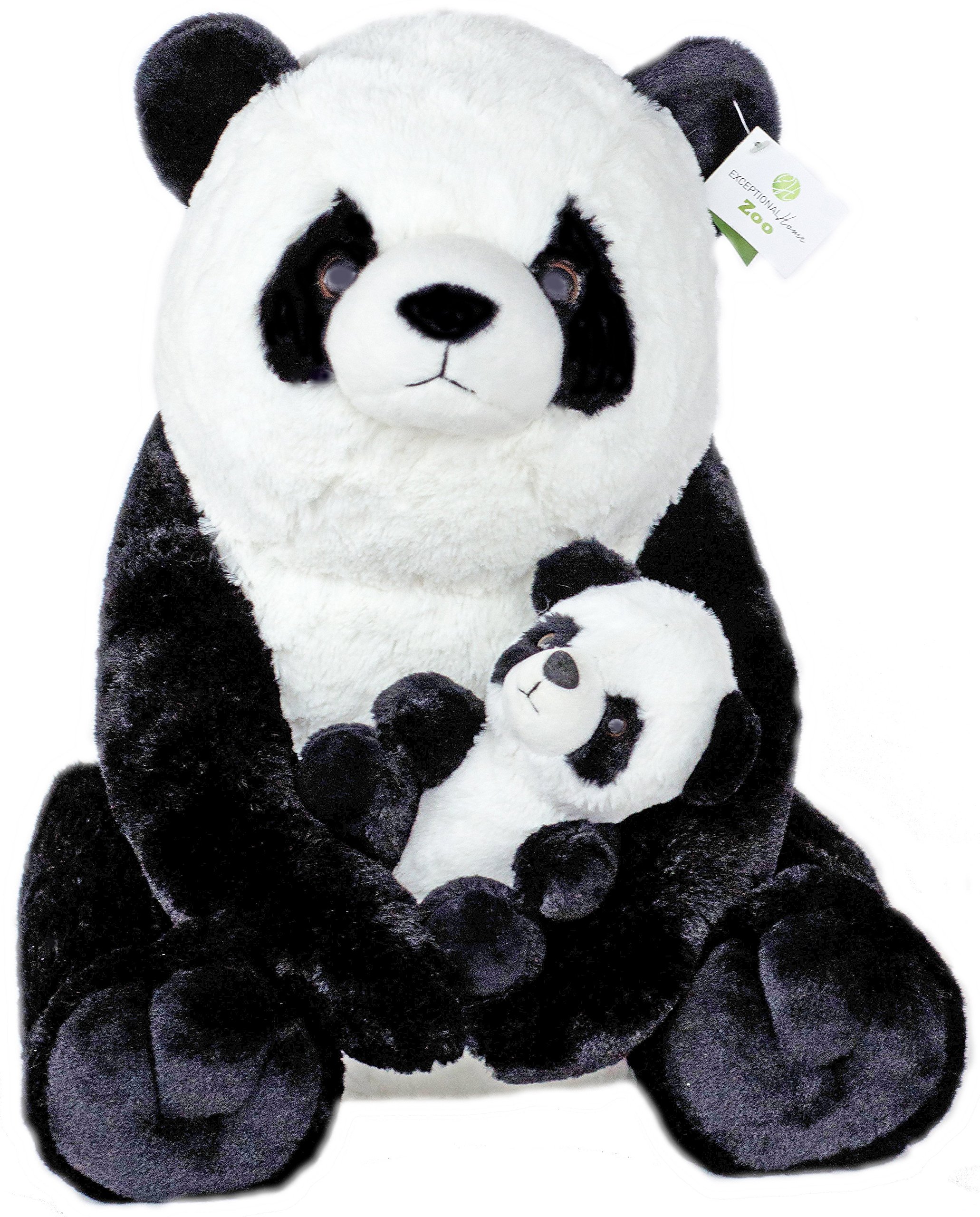 Mother and Baby Panda Plush Set | Super Soft Panda Stuffed Animal | Cute Plushies for Kids Bedroom | 18-in Stuffed Animals for Girls & Boys | Panda Bear Stuffed Animal Toys by Exceptional Home